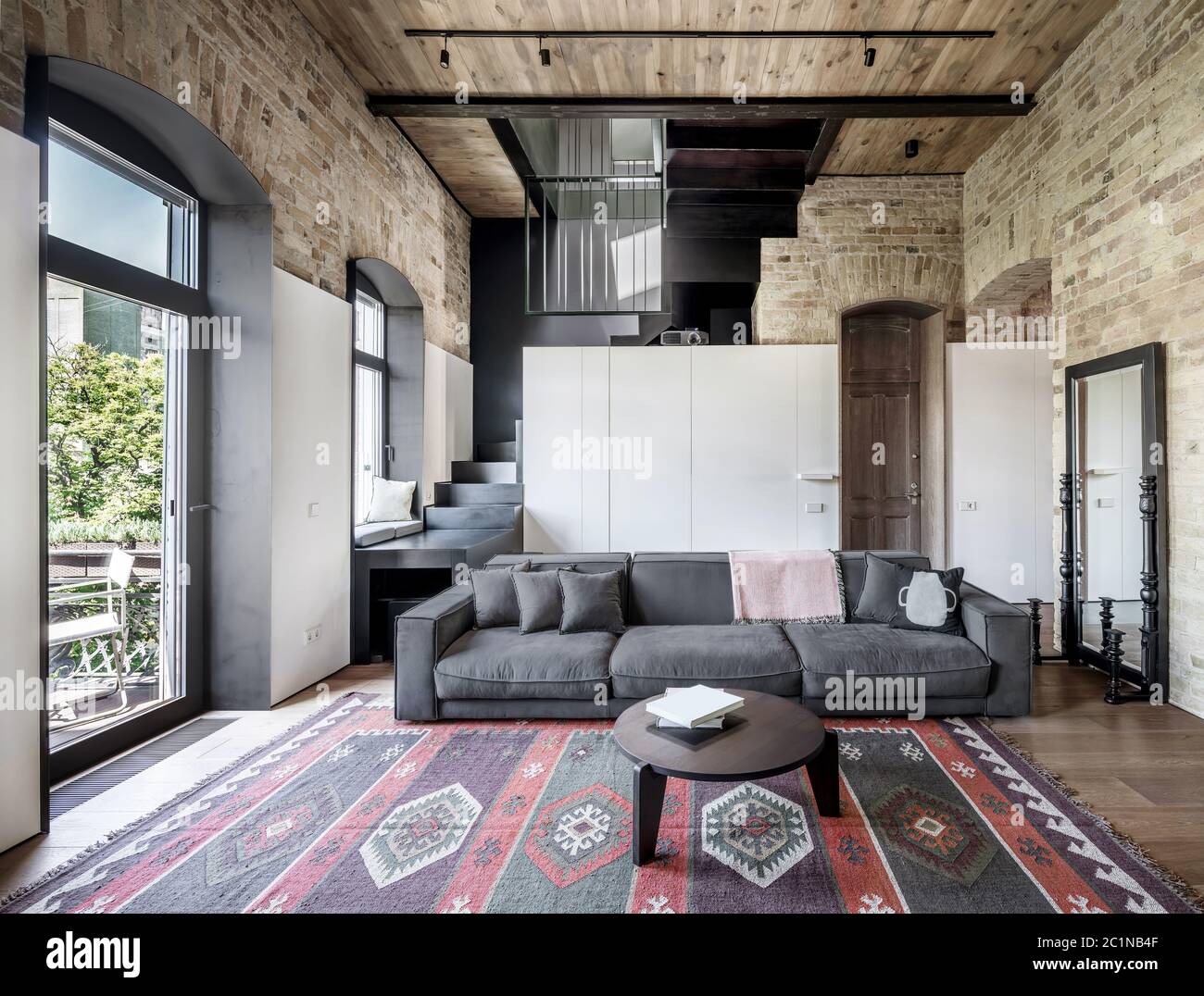 Hall in loft style Stock Photo - Alamy