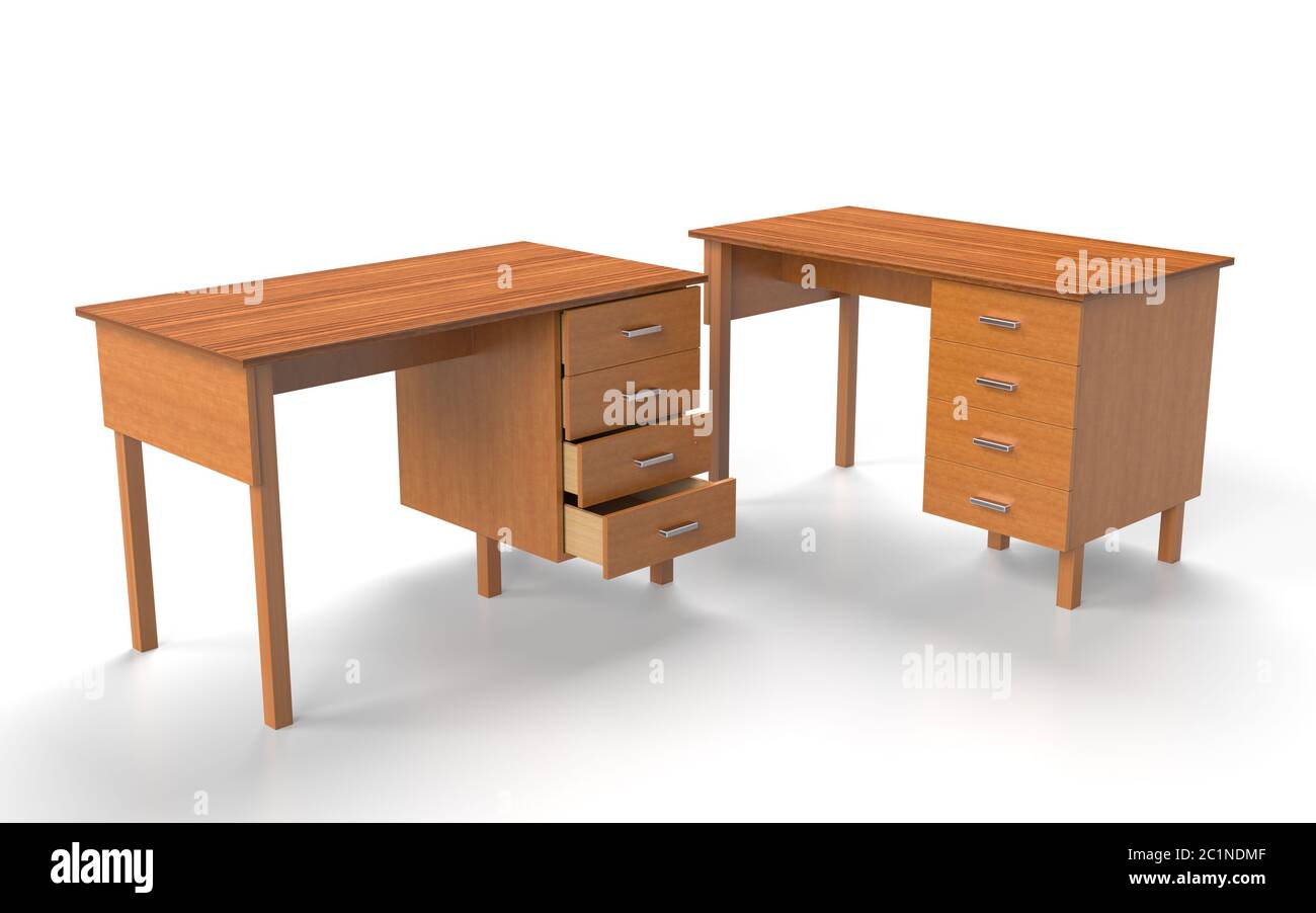 Comfortable table with drawers Stock Photo - Alamy