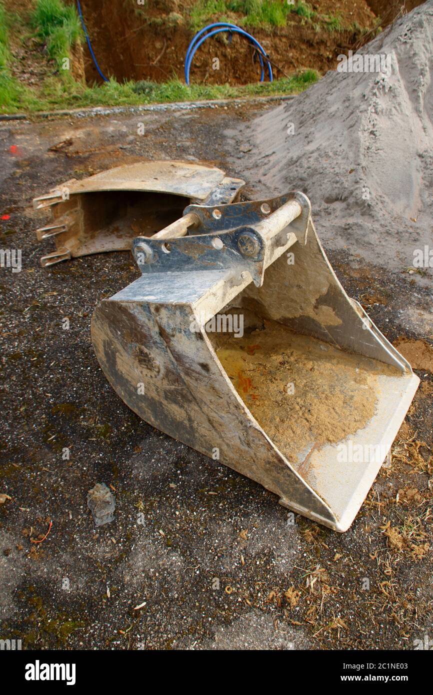 Excavator bucket on a construction site Stock Photo - Alamy