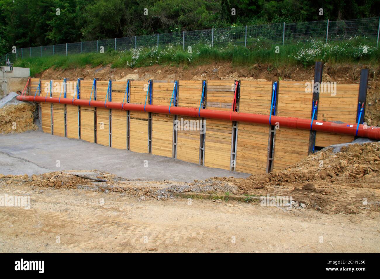 Sewer pipe in the inlet of a sewage treatment plant was laid for ...