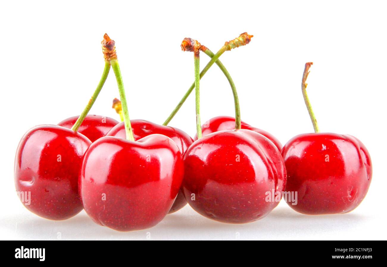 Cherry on white background Stock Photo - Alamy