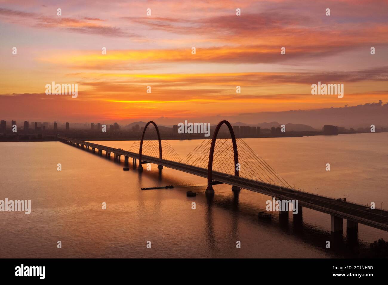 aerial view of bridge with sunrise Stock Photo - Alamy