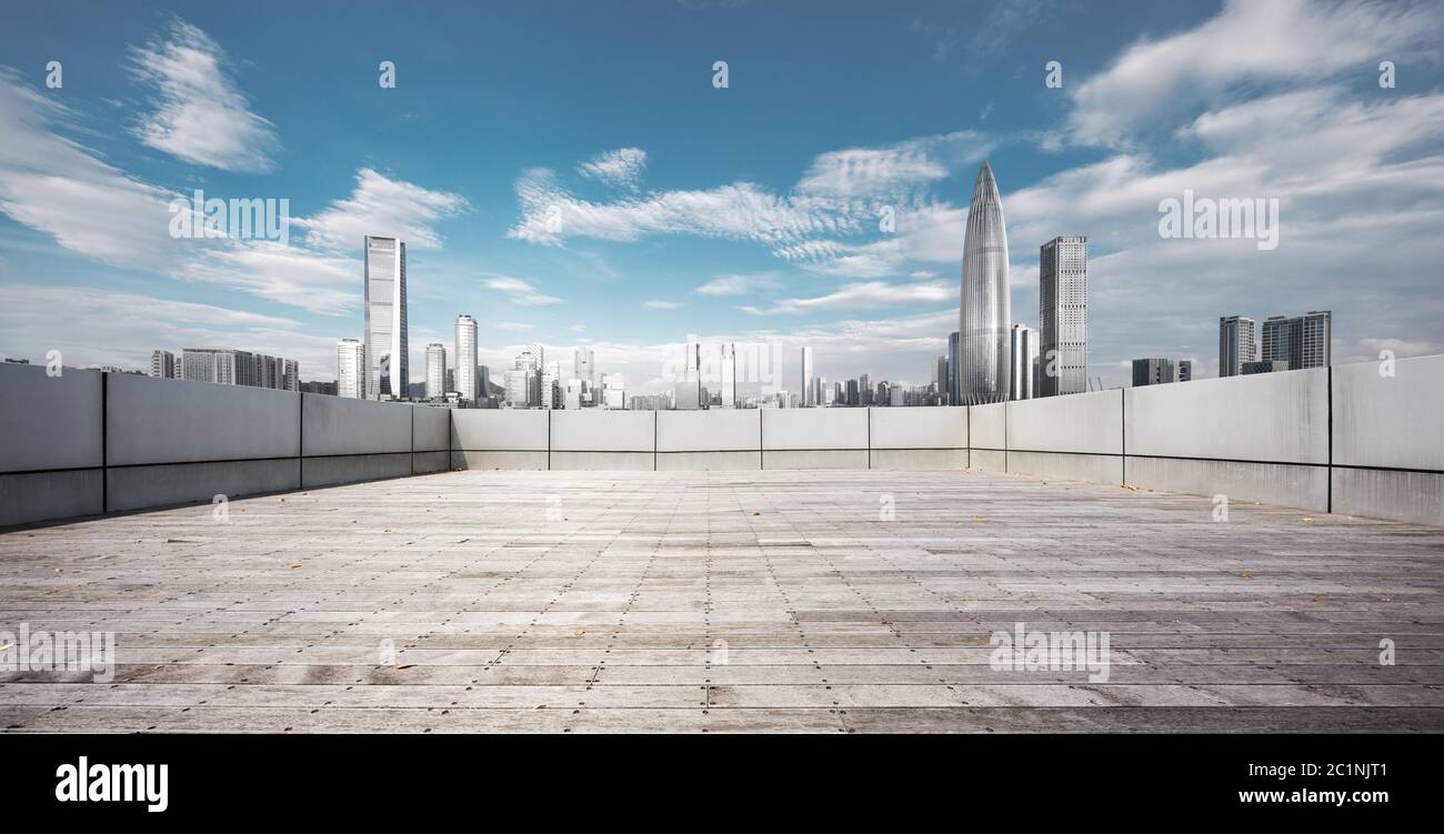 empty ground with modern cityscape shenzhen Stock Photo - Alamy