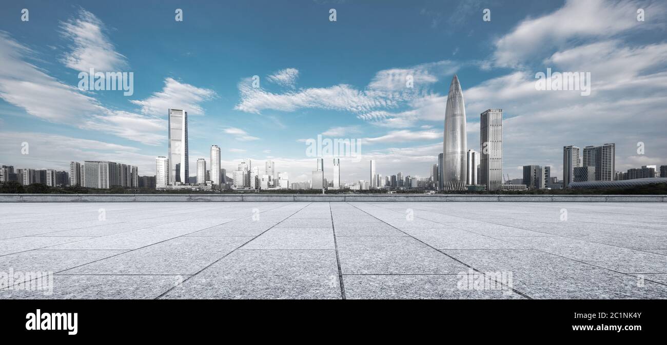 empty ground with modern cityscape shenzhen Stock Photo - Alamy