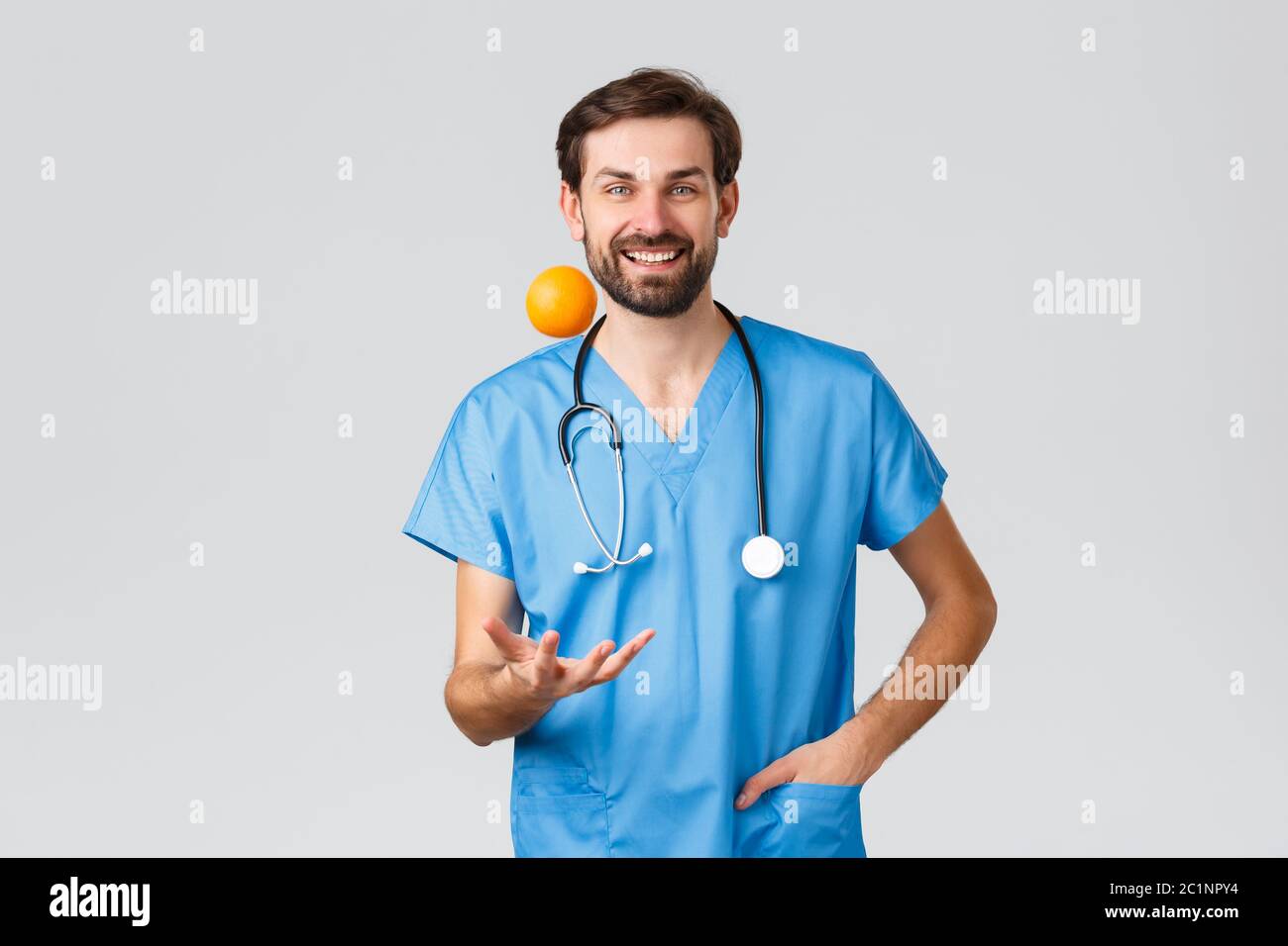 Healthcare workers, pandemic and coronavirus outbreak concept. Handsome ...