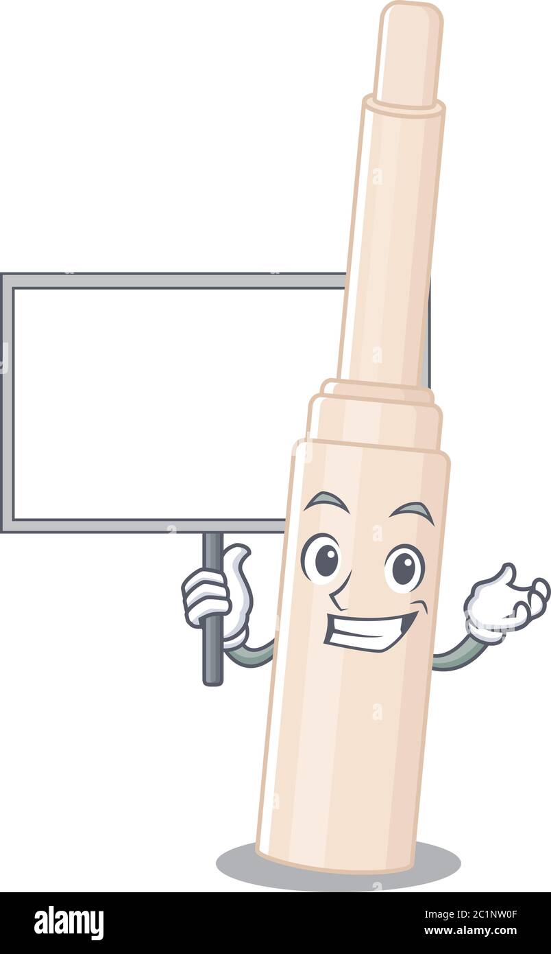 Cartoon picture of concealer stick mascot design style carries a board ...