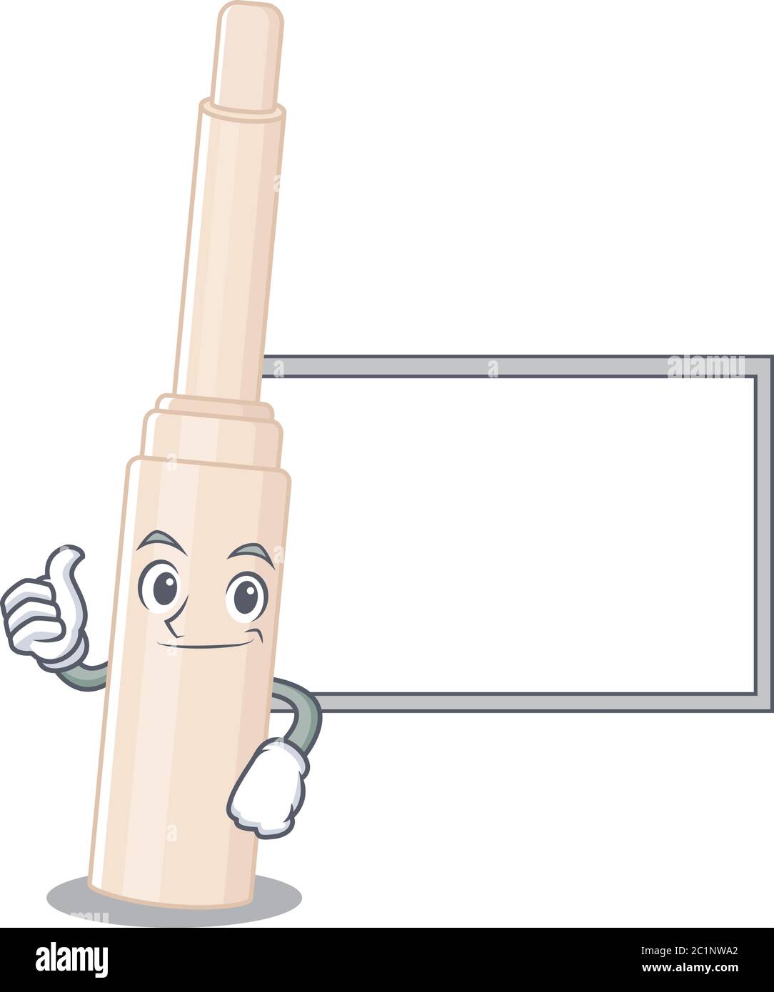 Concealer stick cartoon design with Thumbs up finger bring a white ...