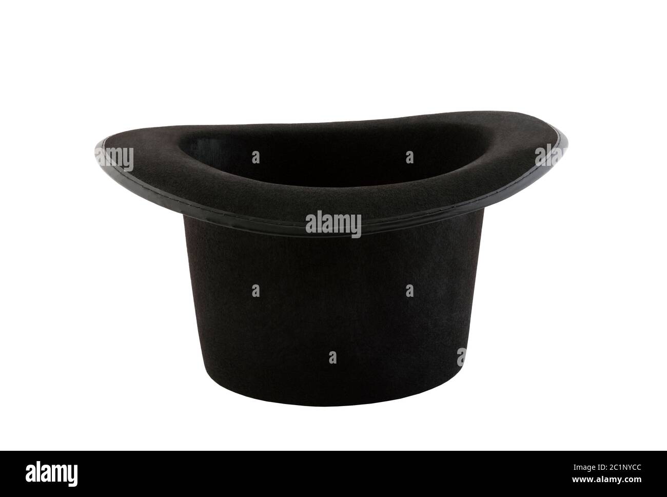 Black inverted top hat isolated on white background Stock Photo - Alamy