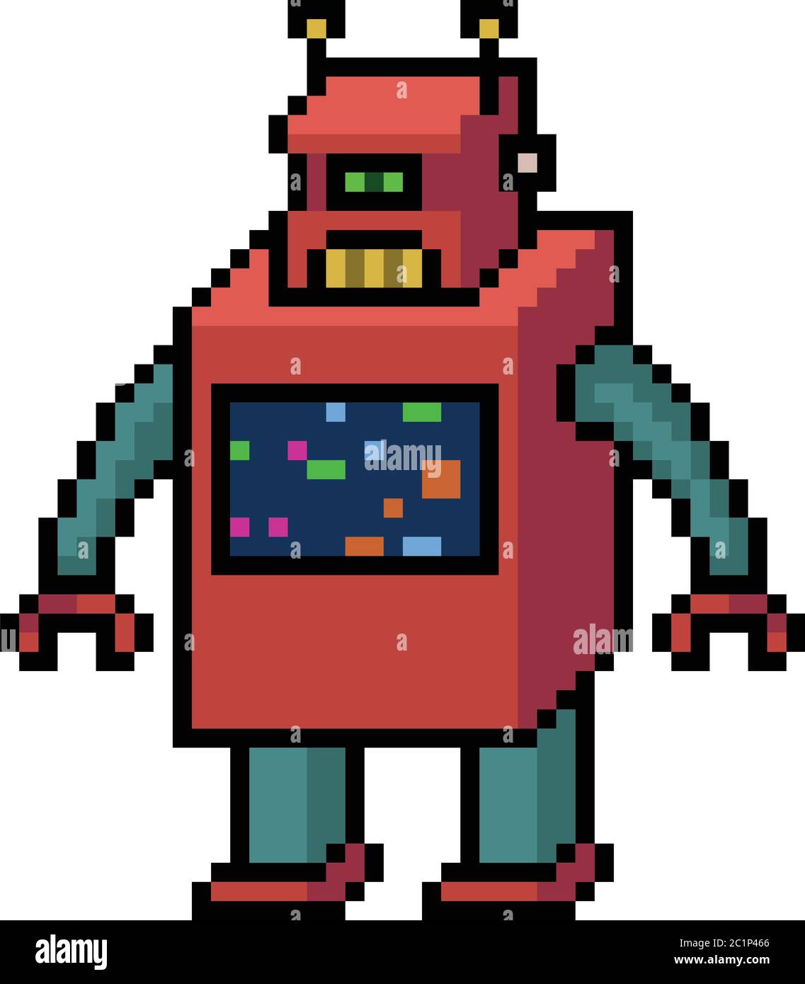 vector pixel art rectangle robot isolated cartoon Stock Vector Image ...