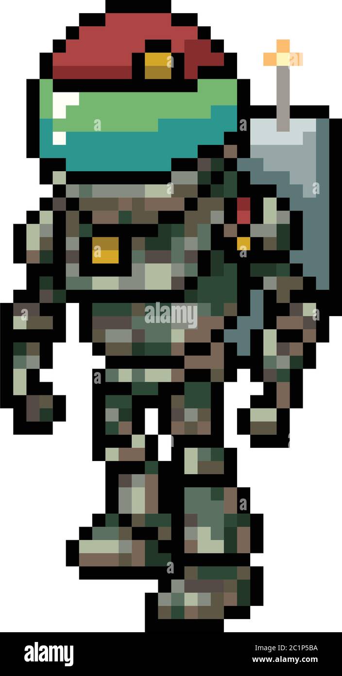 vector pixel art space soldier isolated cartoon Stock Vector Image ...