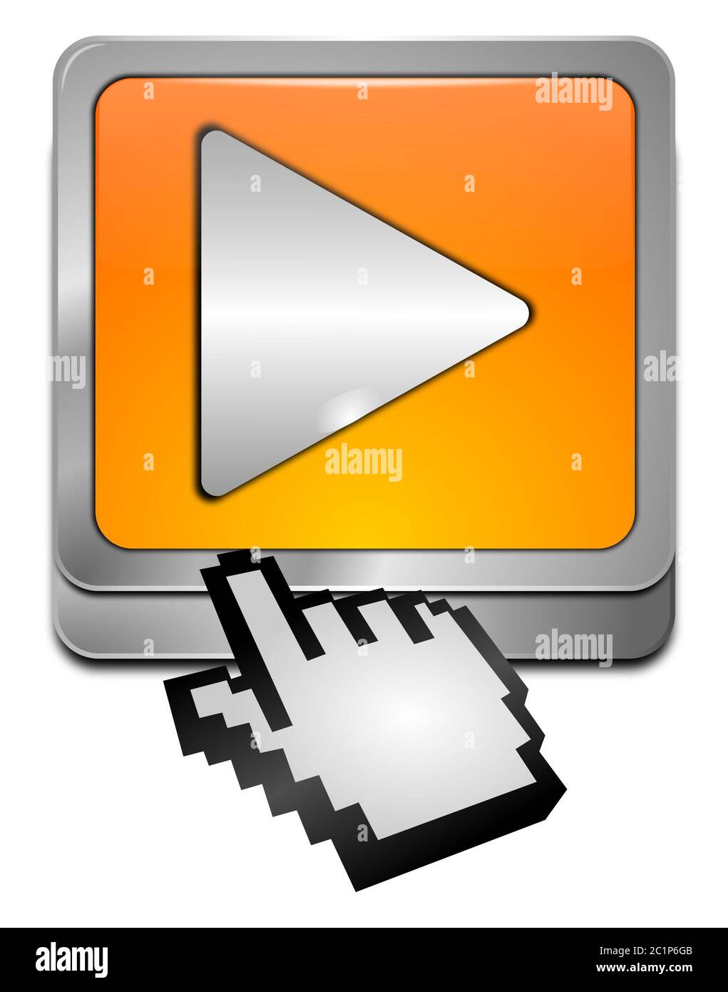orange Play Button with cursor - 3D illustration Stock Photo - Alamy