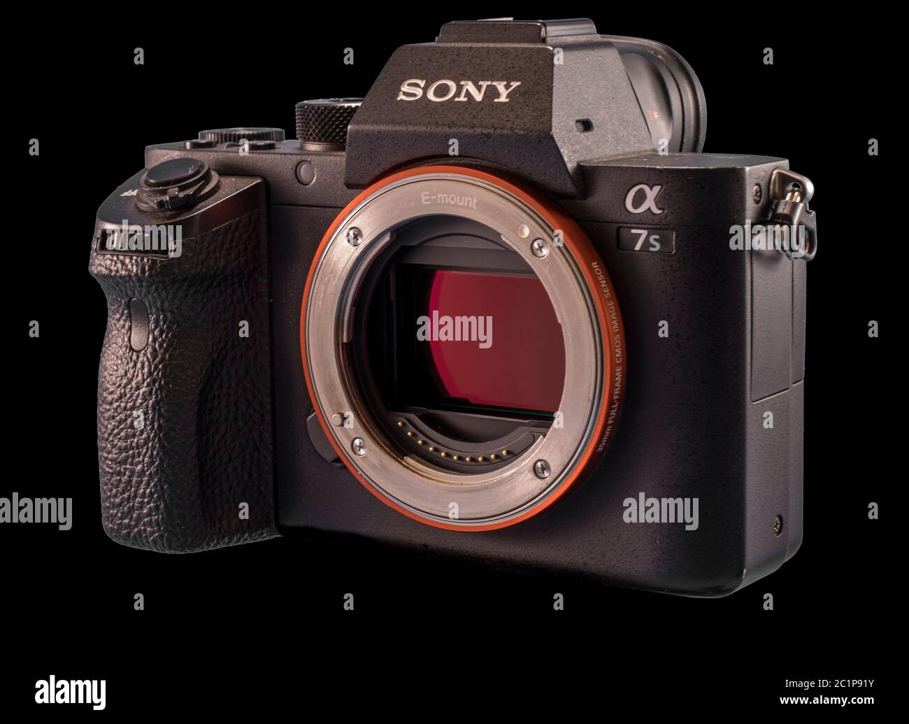 Sony A7S II Camera Body with Sensor on Display on Black Background for ...