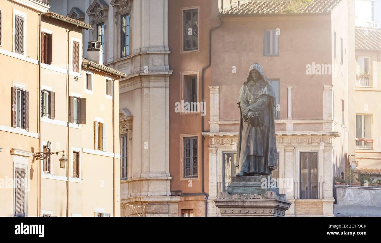 The bronze statue of Giordano Bruno in Rome Stock Photo - Alamy