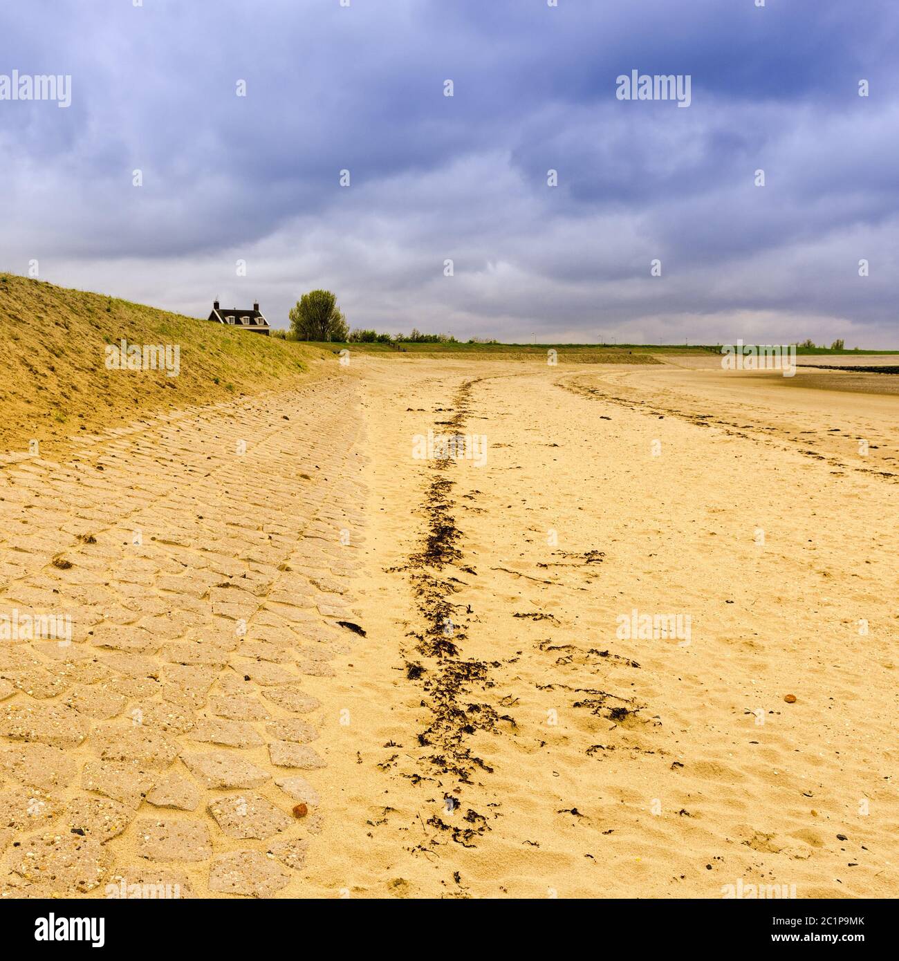 Dutch Landscape with Dike Stock Photo - Alamy