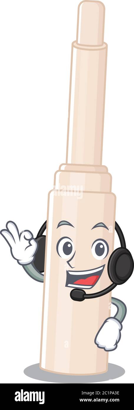 A stunning concealer stick mascot character concept wearing headphone ...