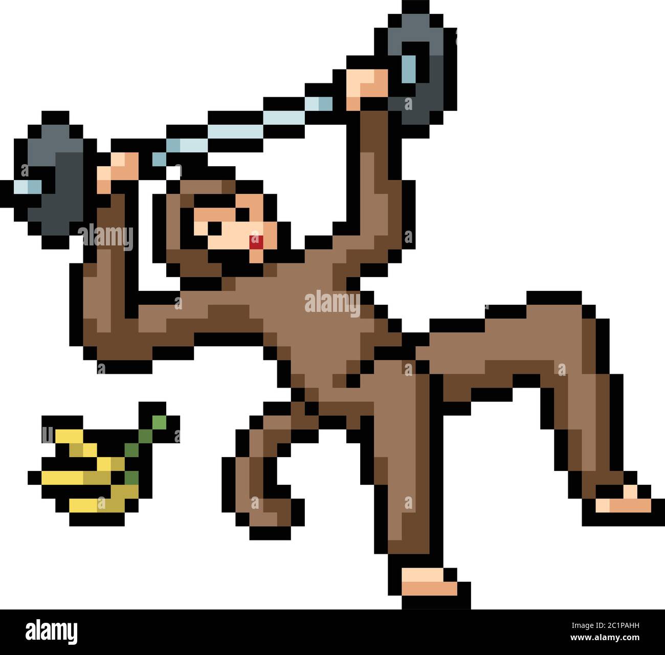 vector pixel art fitness ape isolated cartoon Stock Vector Image & Art ...