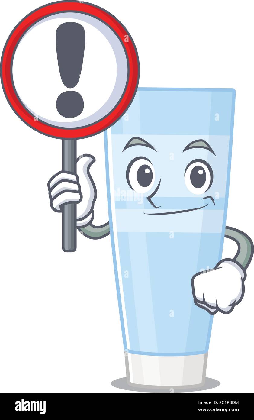 A cartoon icon of eye cream with a exclamation sign board Stock Vector ...