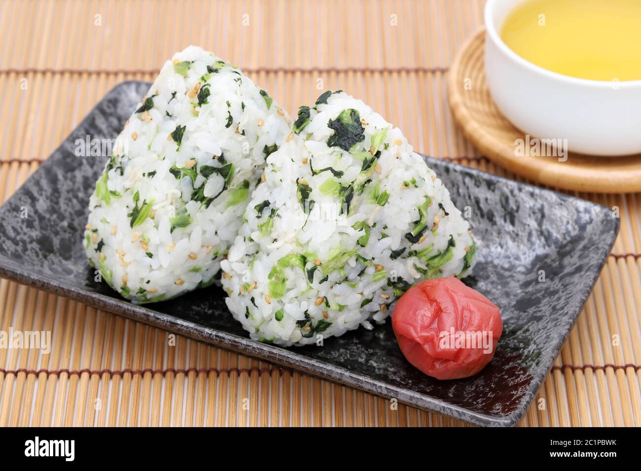 Onigiri, Japanese food, Japanese rice ball, rice triangle with nozawana ...