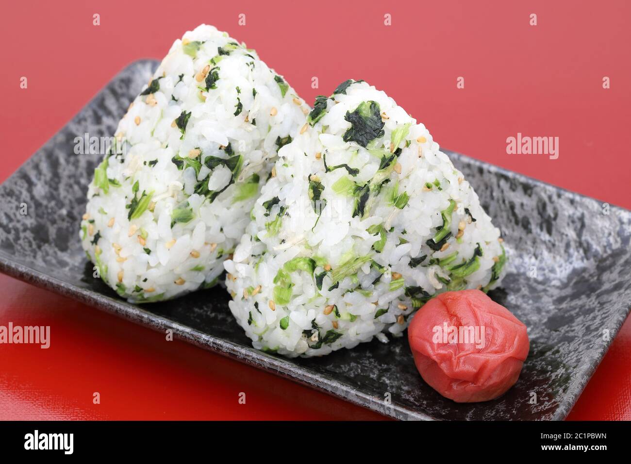 Onigiri, Japanese food, Japanese rice ball, rice triangle with nozawana ...