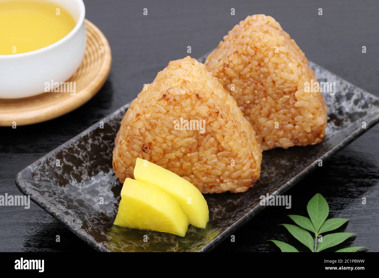 Yakionigiri, Japanese food, rice ball, rice triangle with soy sauce ...