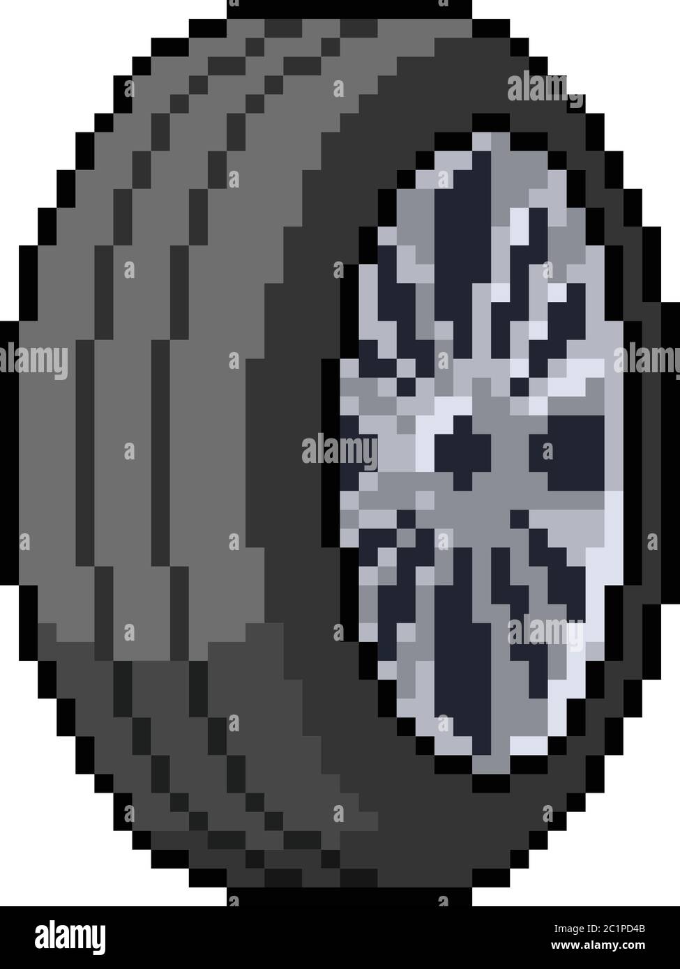 vector pixel art car wheel isolated cartoon Stock Vector Image & Art ...