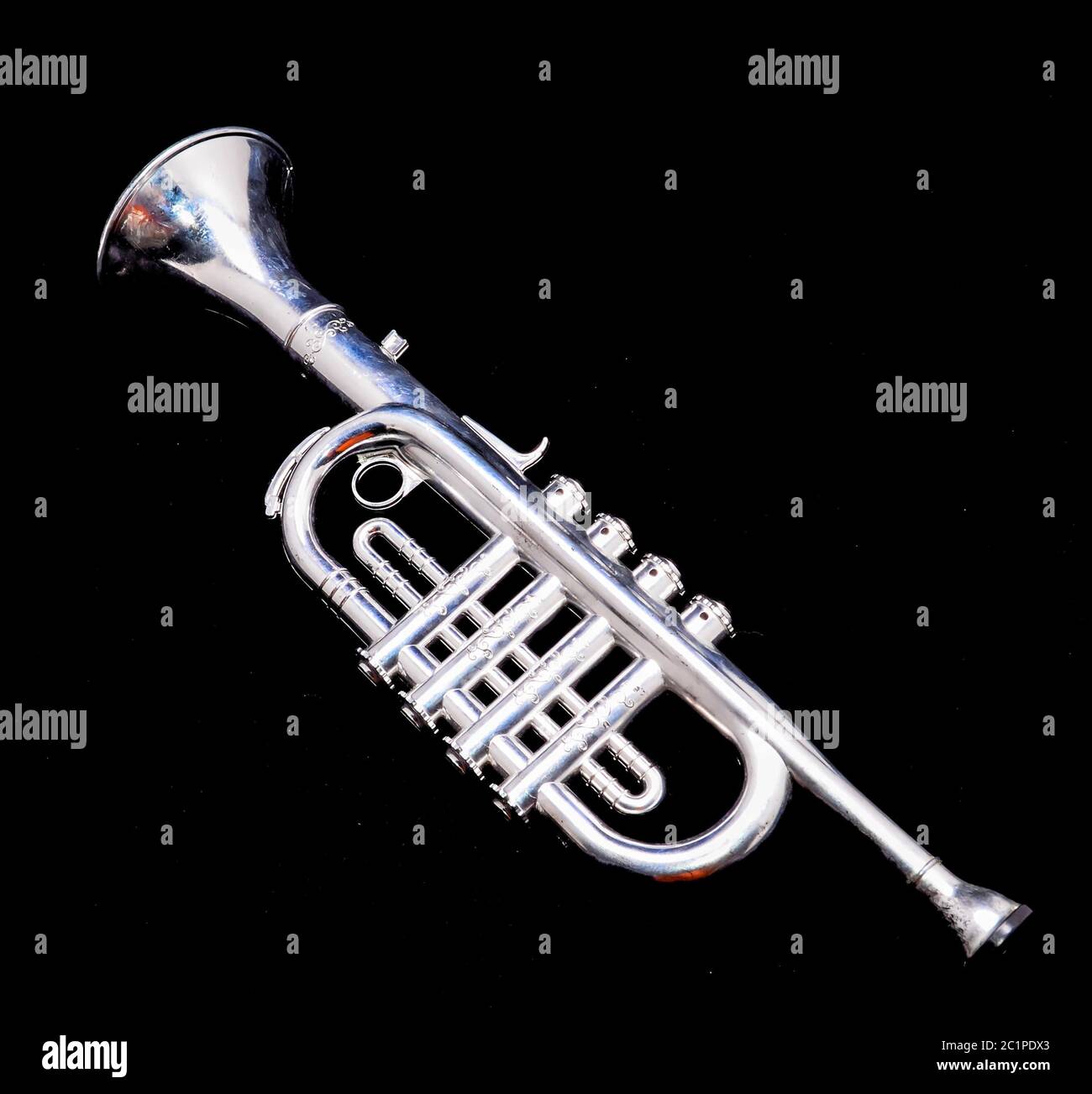 Silver Vintage Toy Trumpet Stock Photo - Alamy