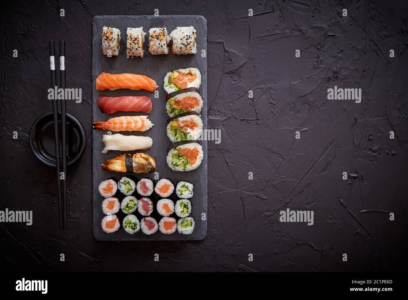 Sushi rolls set salmon tuna hi-res stock photography and images - Alamy