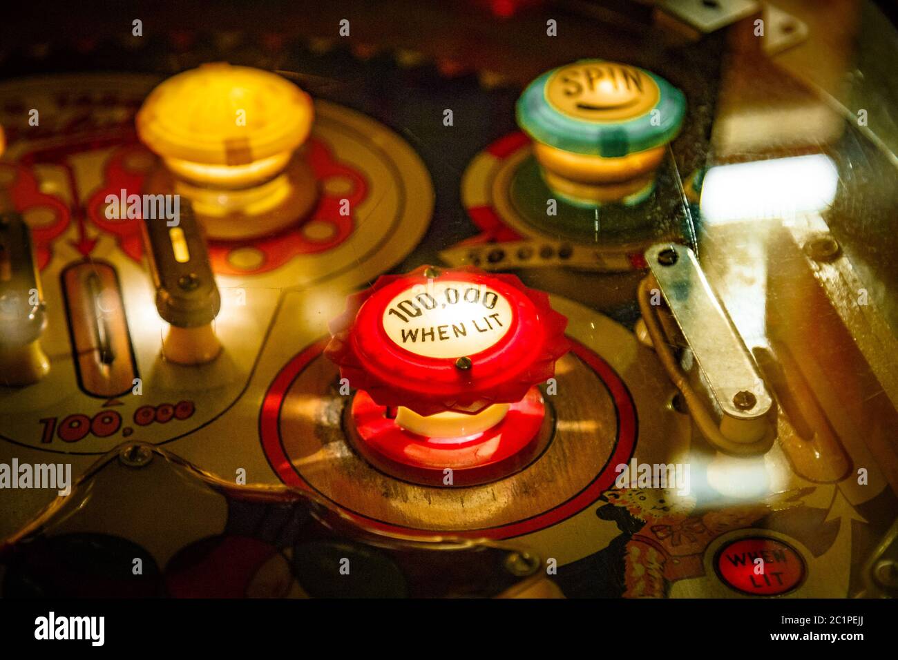 Budapest, Hungary - March 25, 2018: Pinball museum. Pinball table close ...