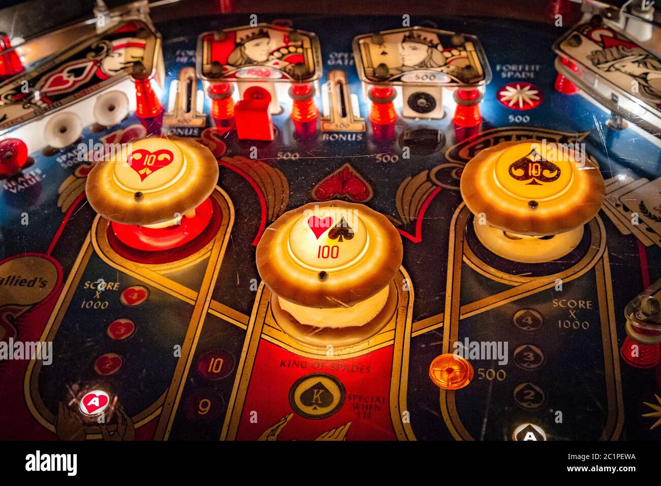 Budapest, Hungary - March 25, 2018: Pinball museum. Pinball table close ...