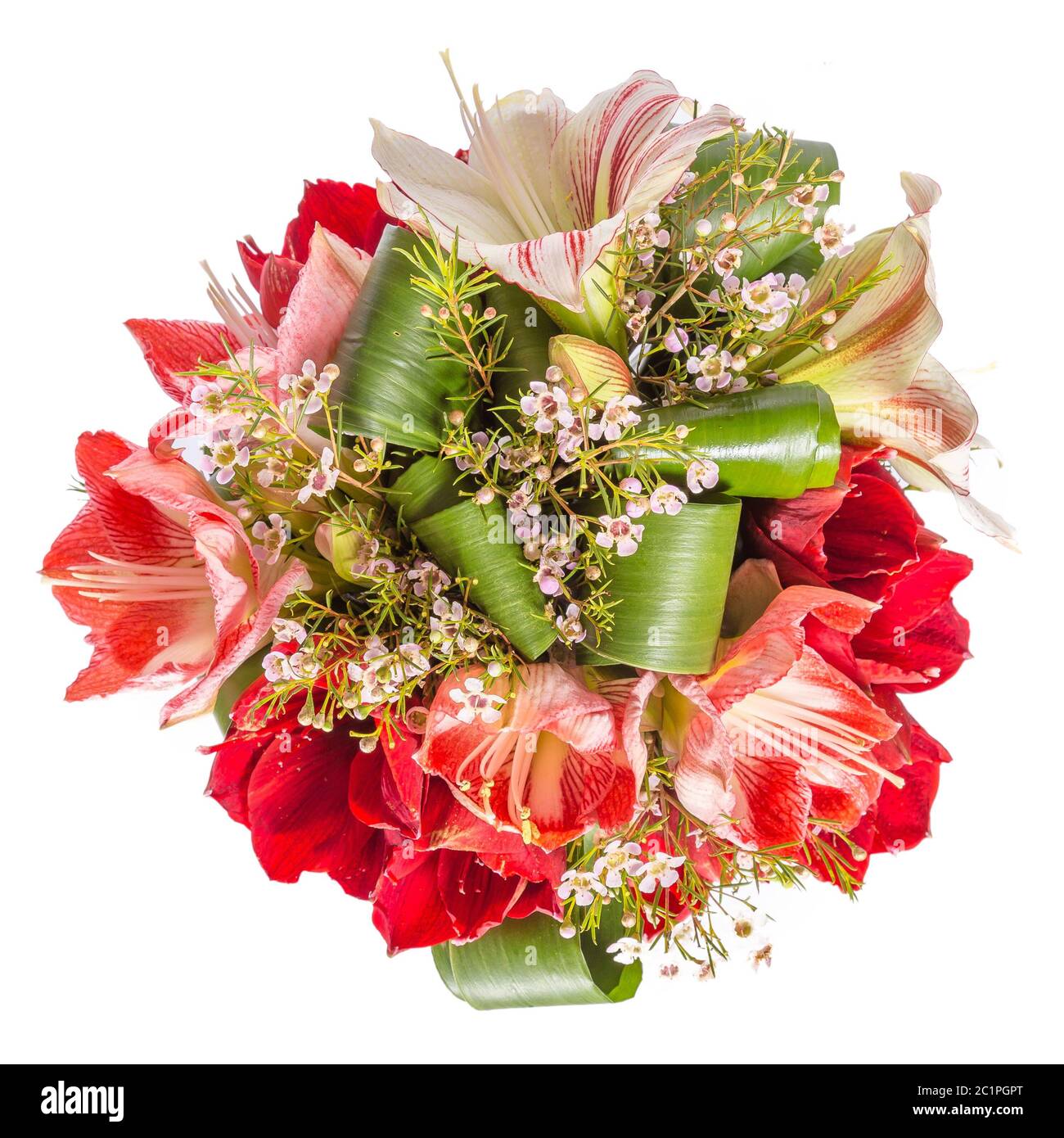 Bouquet of flowers top view isolated on white Stock Photo - Alamy