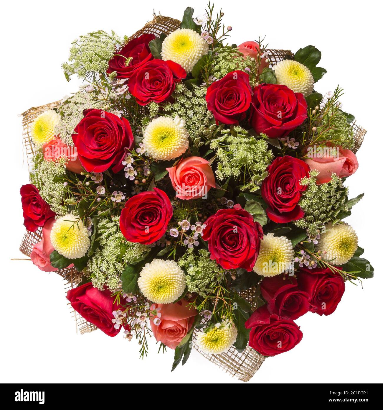 Bouquet of flowers top view isolated on white Stock Photo - Alamy