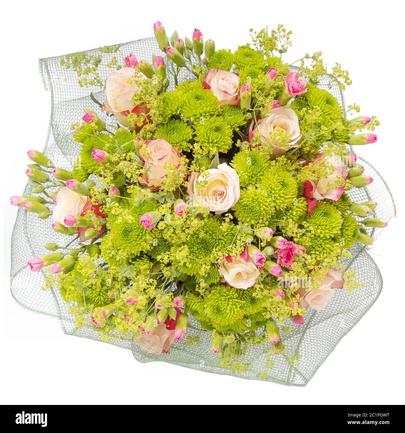 Bouquet of flowers top view isolated on white Stock Photo - Alamy