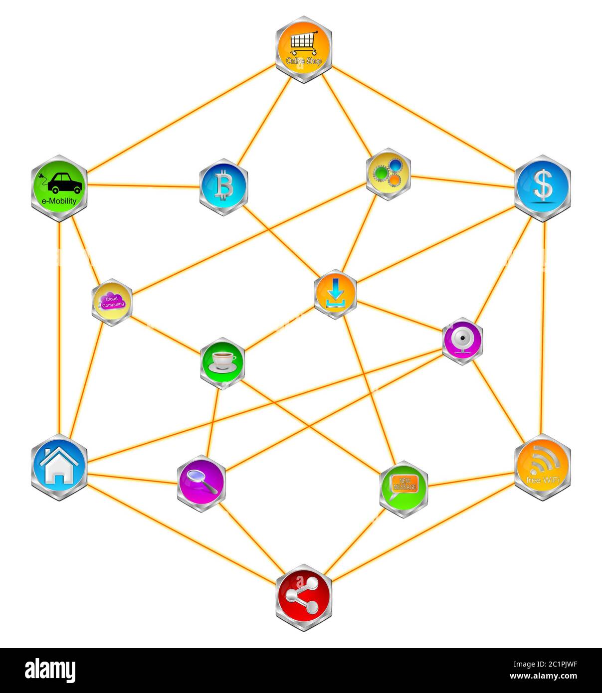 orange AI Artificial Intelligence, Internet of Things - 3D illustration ...