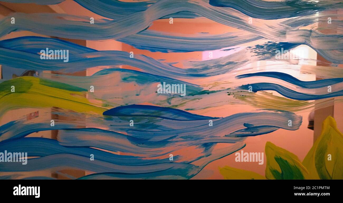 painting with colorful stained glass paints and line paints on ...