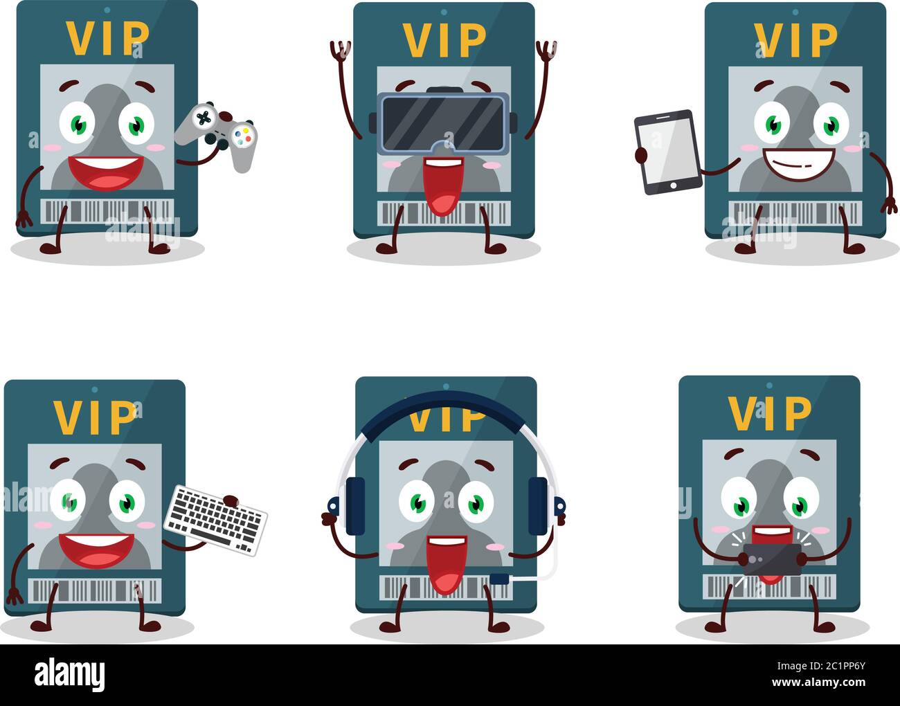 Vip card cartoon character are playing games with various cute ...