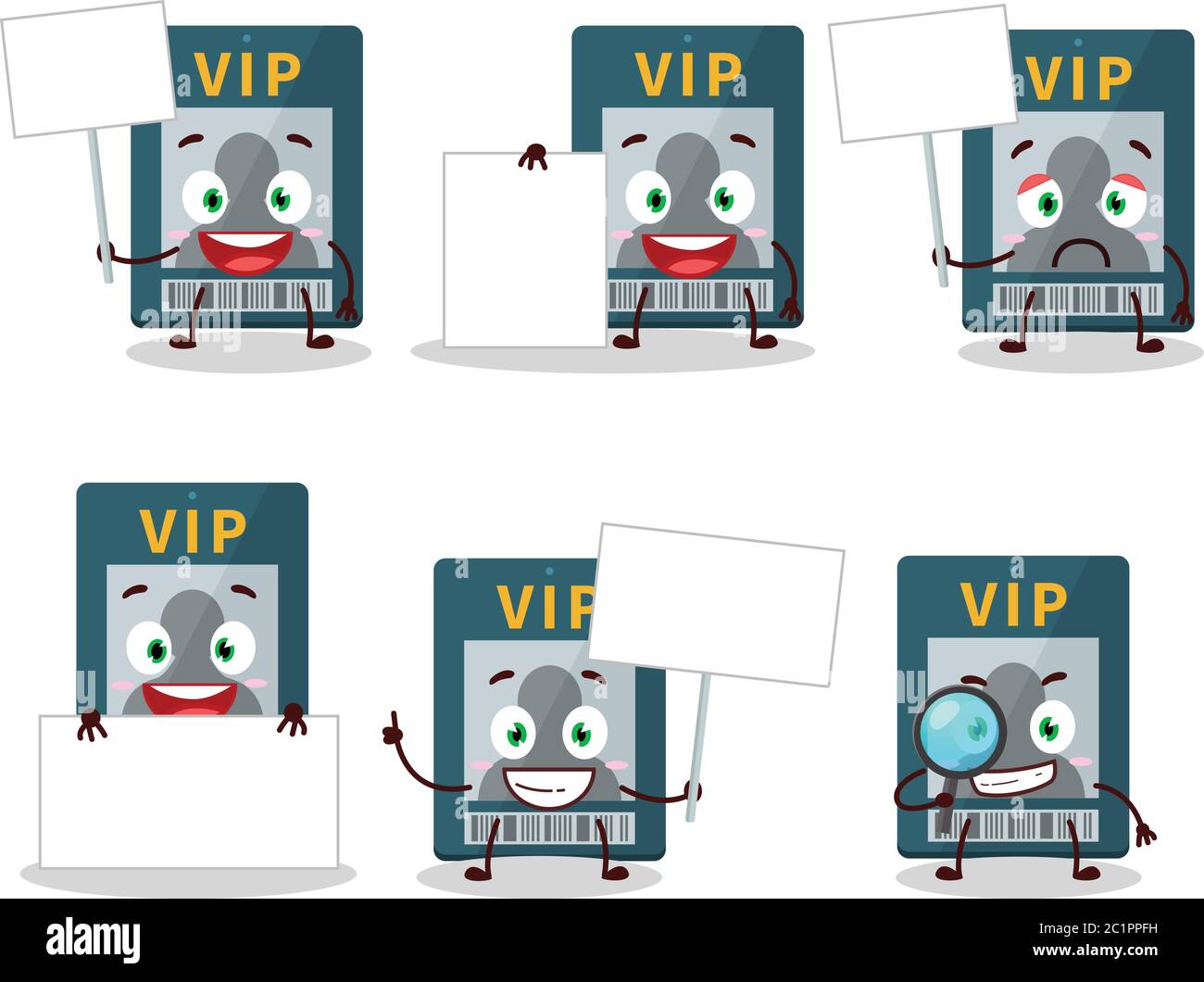 Vip card cartoon character bring information board Stock Vector Image ...