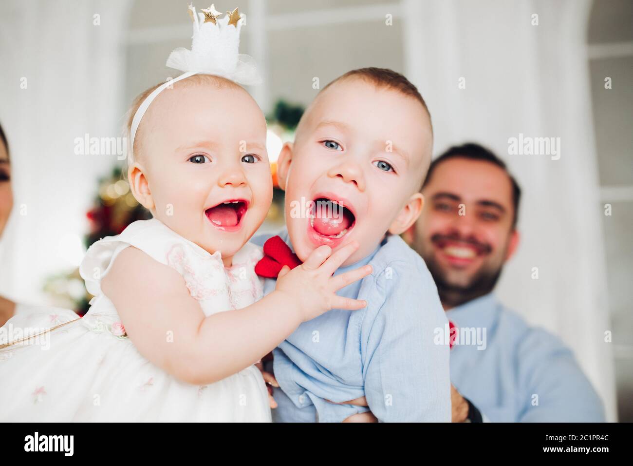 Adorable kids hugging at camera.Portrait of happy loving siblings Stock ...