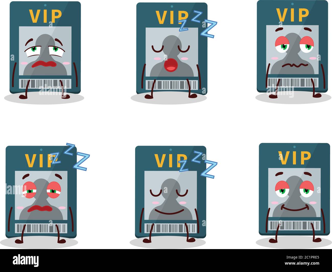 Cartoon character of vip card with sleepy expression Stock Vector Image ...