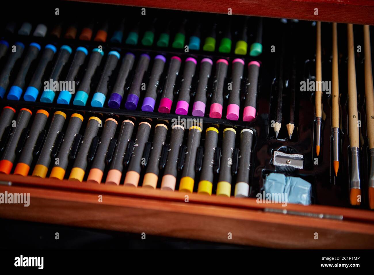 Rows of professional colorful crayons placed in order Stock Photo - Alamy