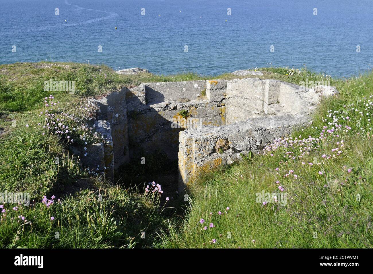 destroyed bunker on the shores of the Atlantic from World War II Stock ...