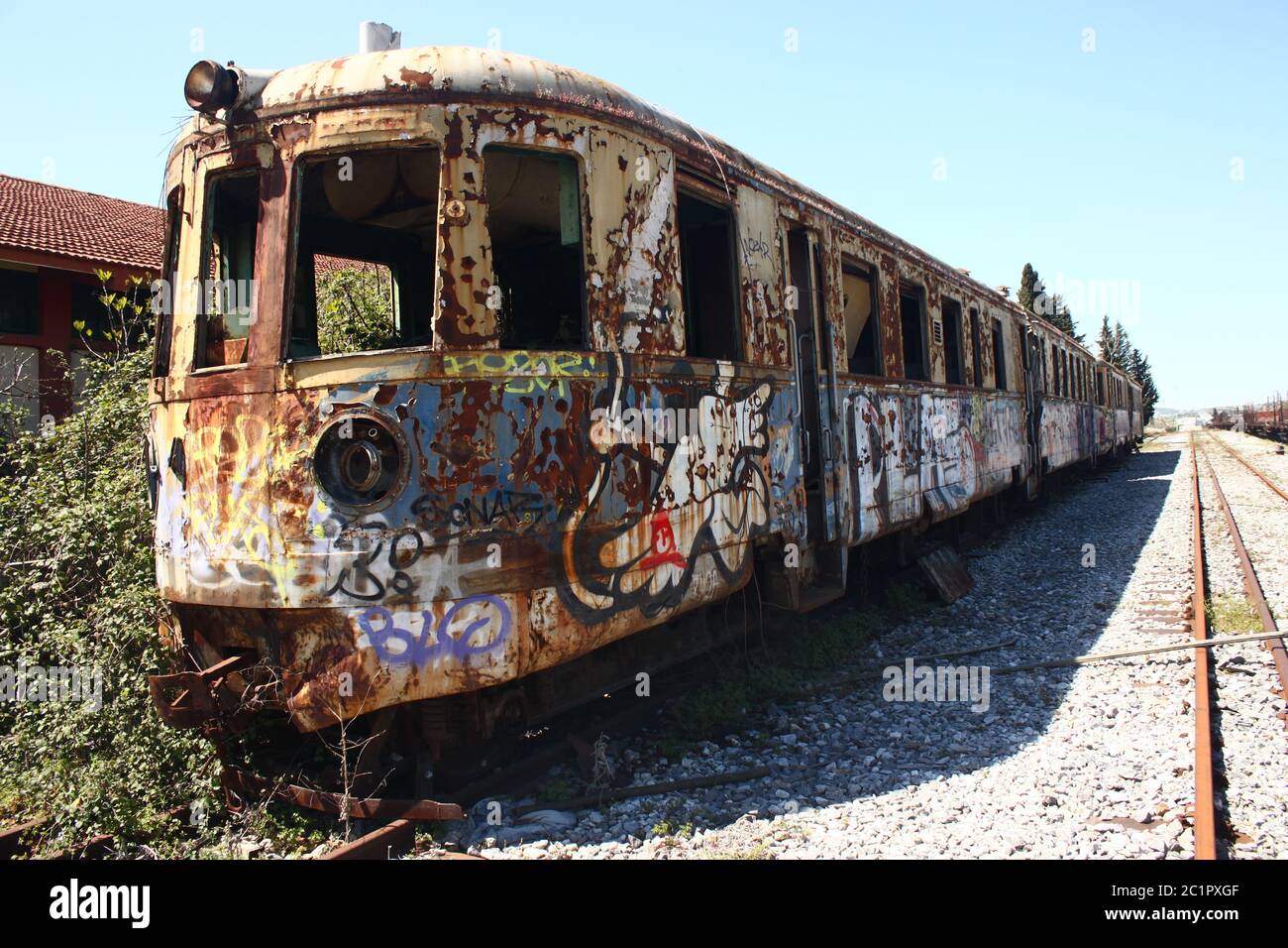 Old rusty abandoned locomotive train Stock Photo - Alamy
