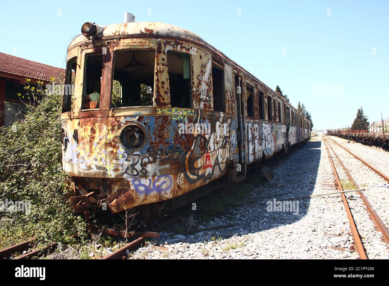 Old rusty abandoned locomotive train Stock Photo - Alamy