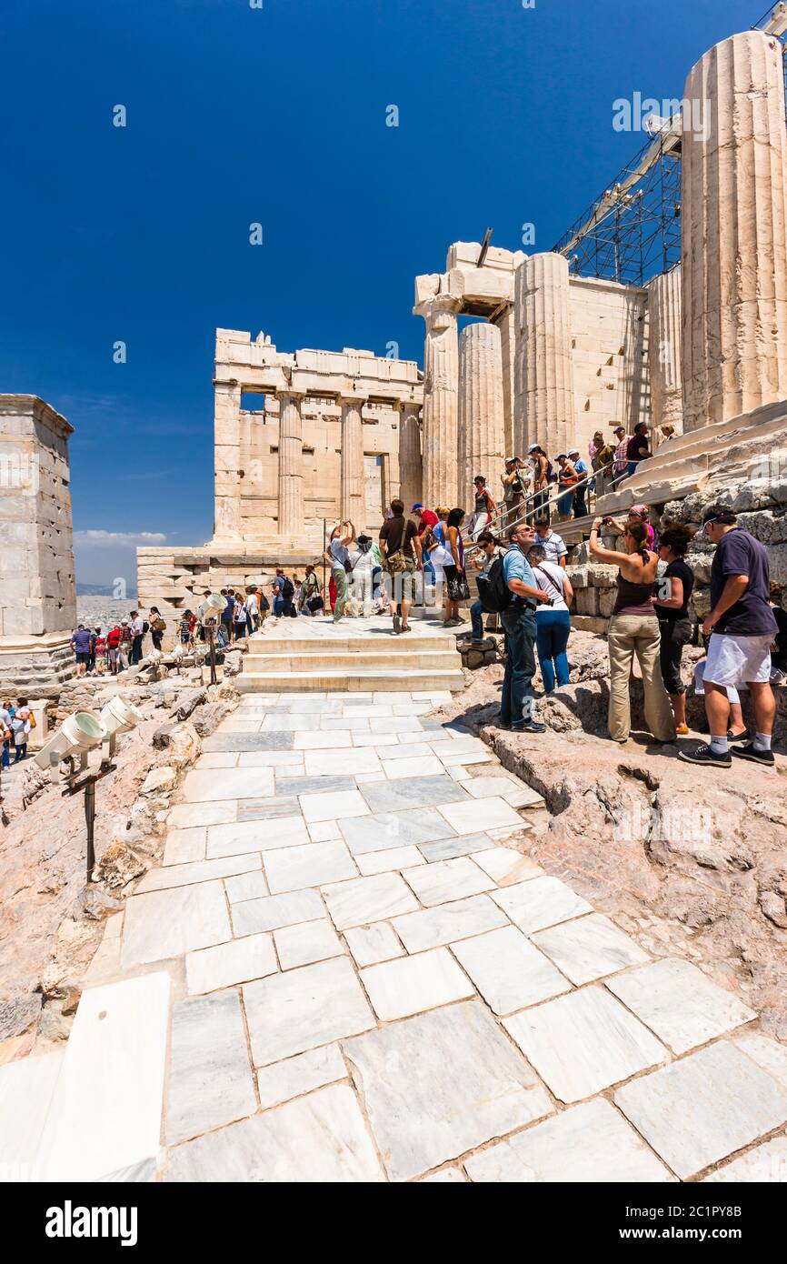Propylaea, monumental gateway, the entrance of Acropolis, Acropolis of ...