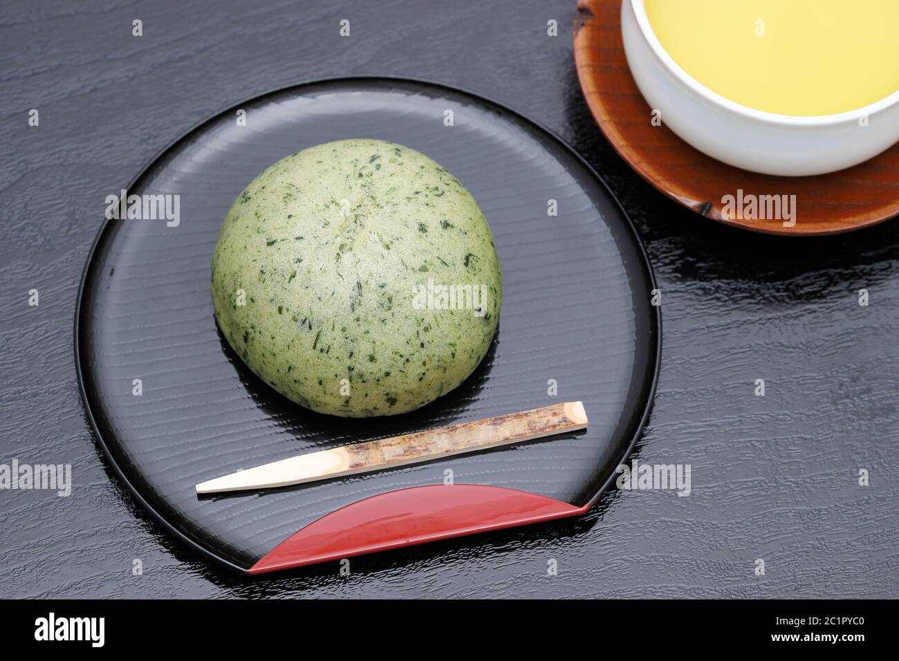 Japanese confectionery, yomogi plant rice cake Kusa manjyu Stock Photo ...