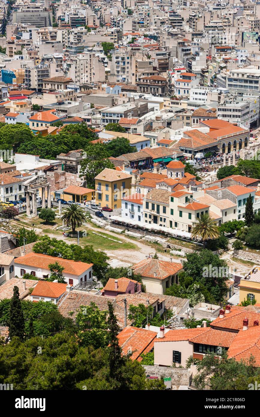 Townscape at Roman agora, from Acropolis of Athens,,Athens,Greece ...