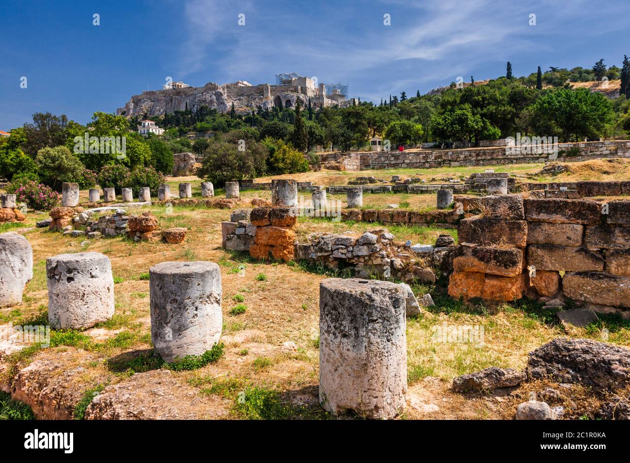 Ancient Agora ruins and Acropolis of Athens,Athens,Greece,Europe Stock ...