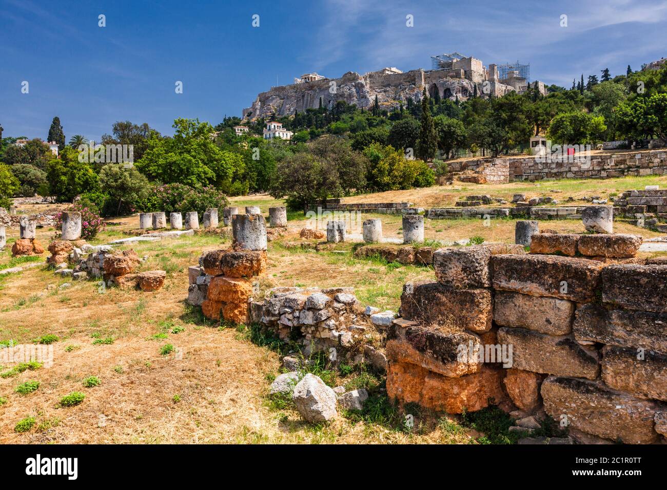 Ancient Agora ruins and Acropolis of Athens,Athens,Greece,Europe Stock ...
