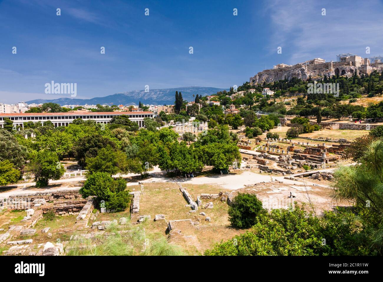 Ancient Agora ruins and Acropolis of Athens,Athens,Greece,Europe Stock ...
