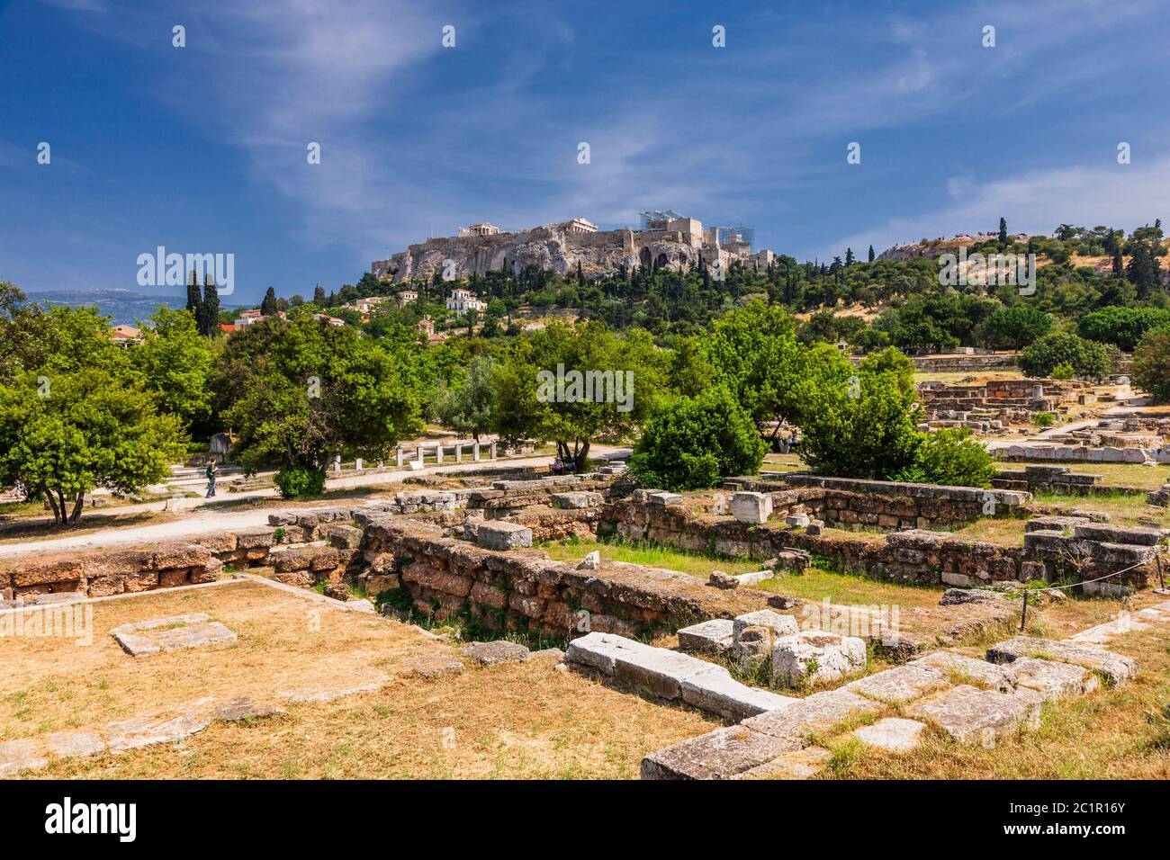 Ancient Agora ruins and Acropolis of Athens,Athens,Greece,Europe Stock ...