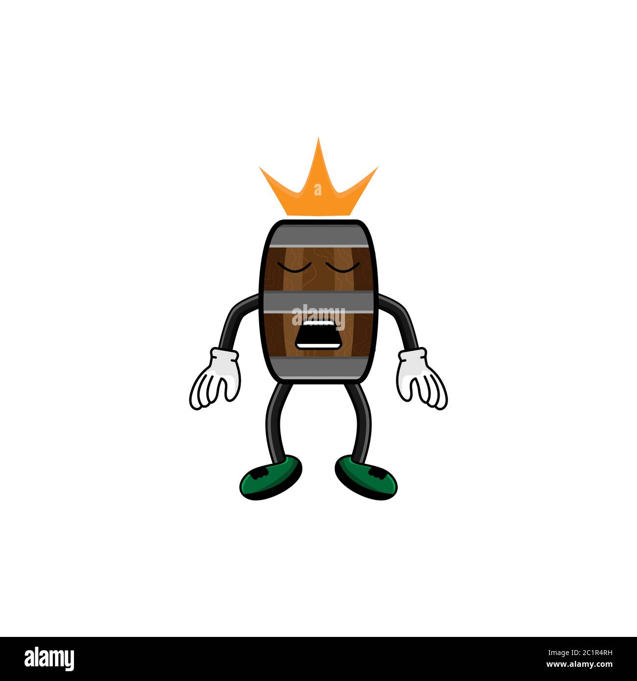 wine barrel character with crown vector design illustration Stock ...